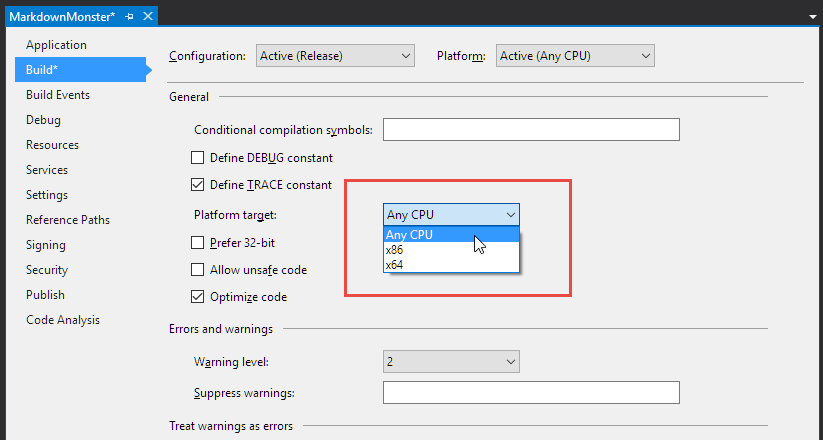 Downgrading A Net Applications From 64 Bit To 32 Bit For The